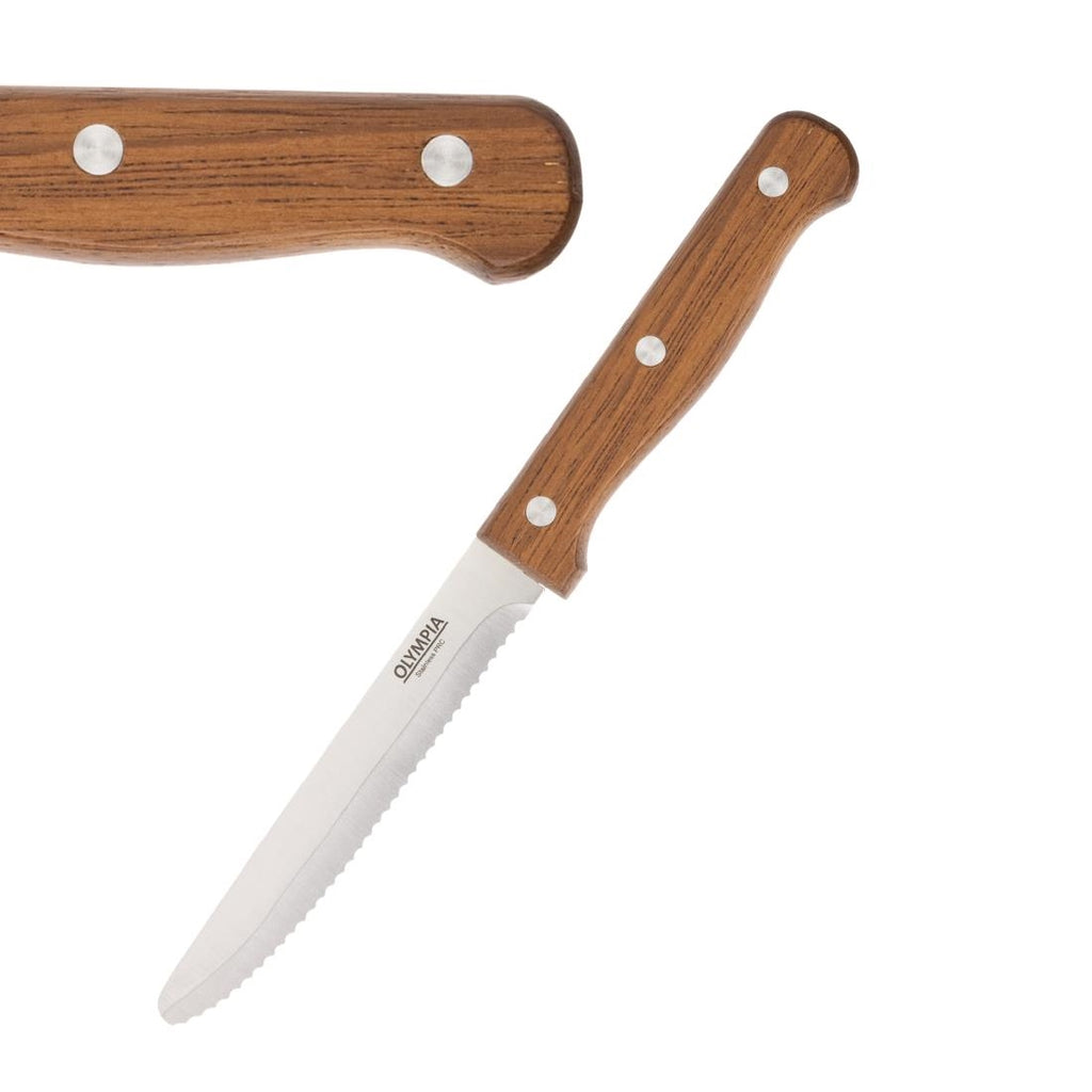 Olympia Rounded Steak Knives Wood (12 Pack) - CS717