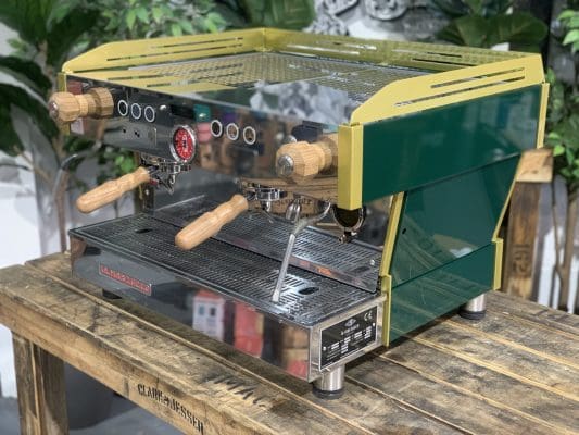 La Marzocco Linea PB 2 Group Green & Gold w. Timber - 1456