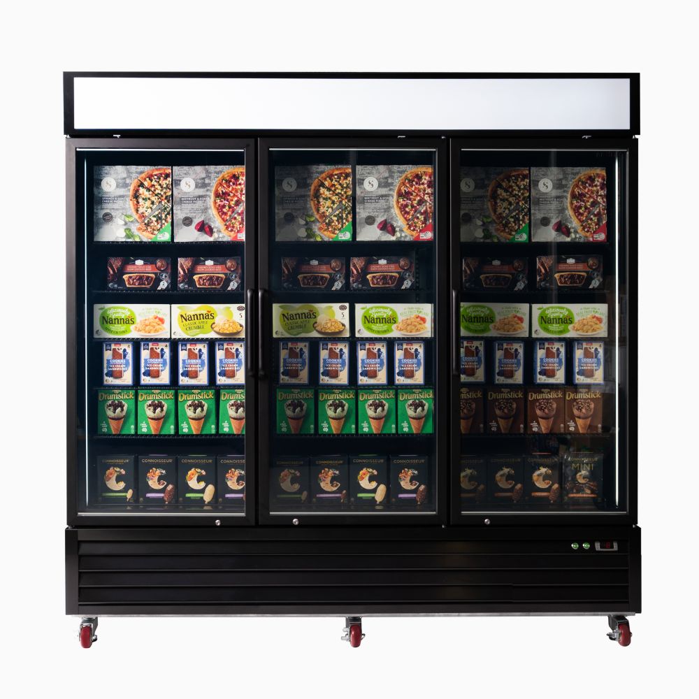 Bromic Upright Display Freezer 1980L - 3 Door - Flat Glass - Lightbox