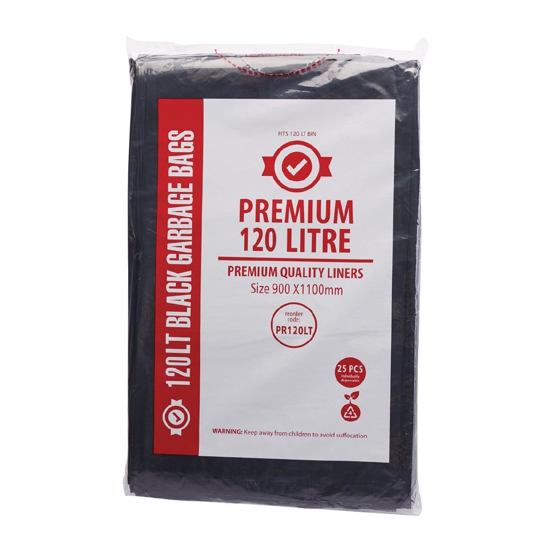 Jantex Premium Garbage Bags Black 120Ltr (Pack of 25) - FL880