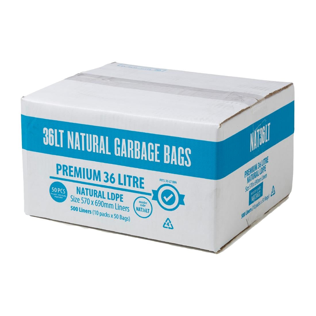 Jantex Kitchen Tidy Food Safe Garbage Bags Clear 36Ltr (Pack of 50)
