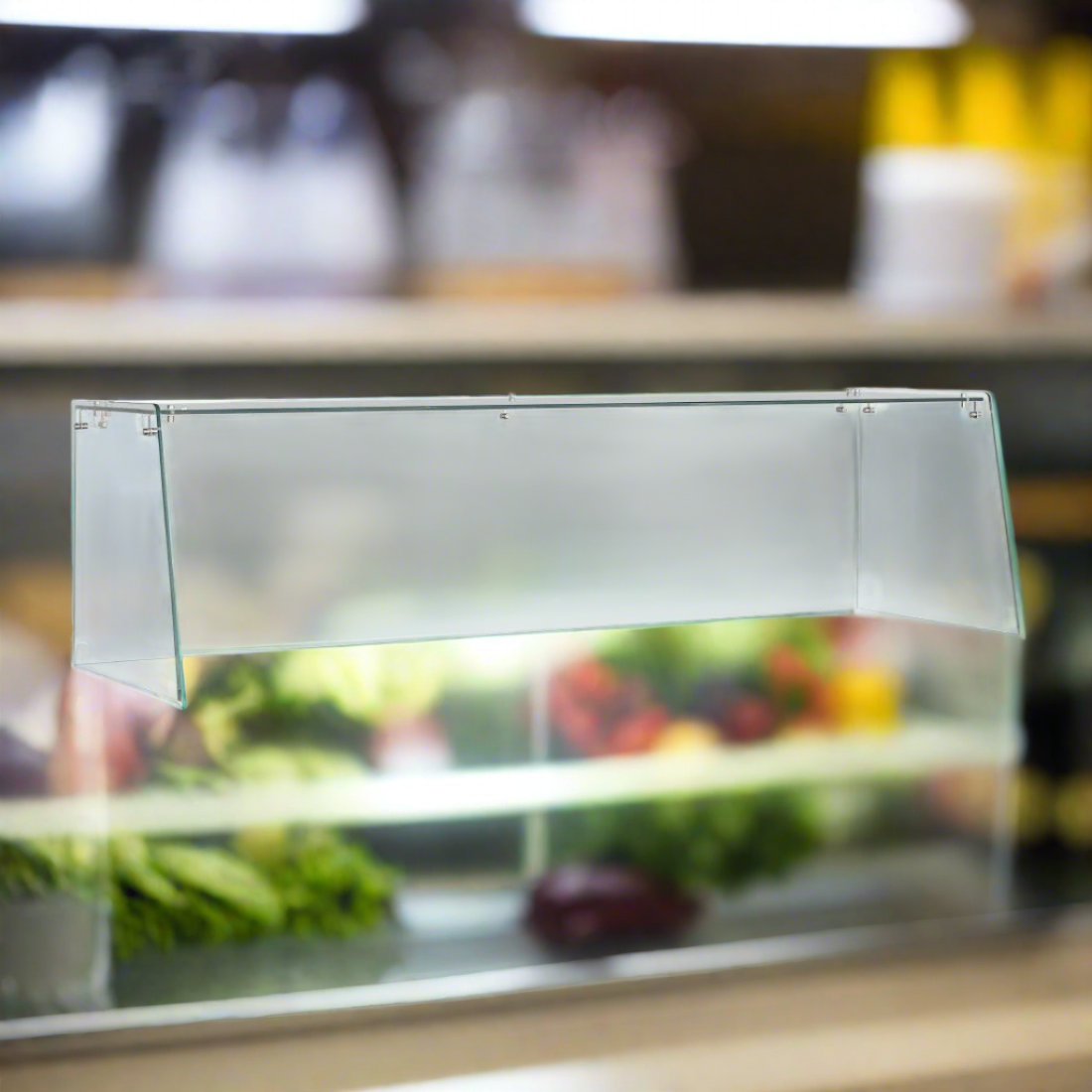 Straight Glass Sneeze Guard Assembly for 4 Door Counter - FT369